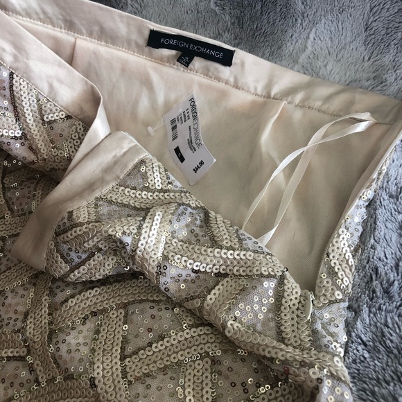 Foreign Exchange | Skirts | Beige And Gold Sequin Skirt | Poshmark